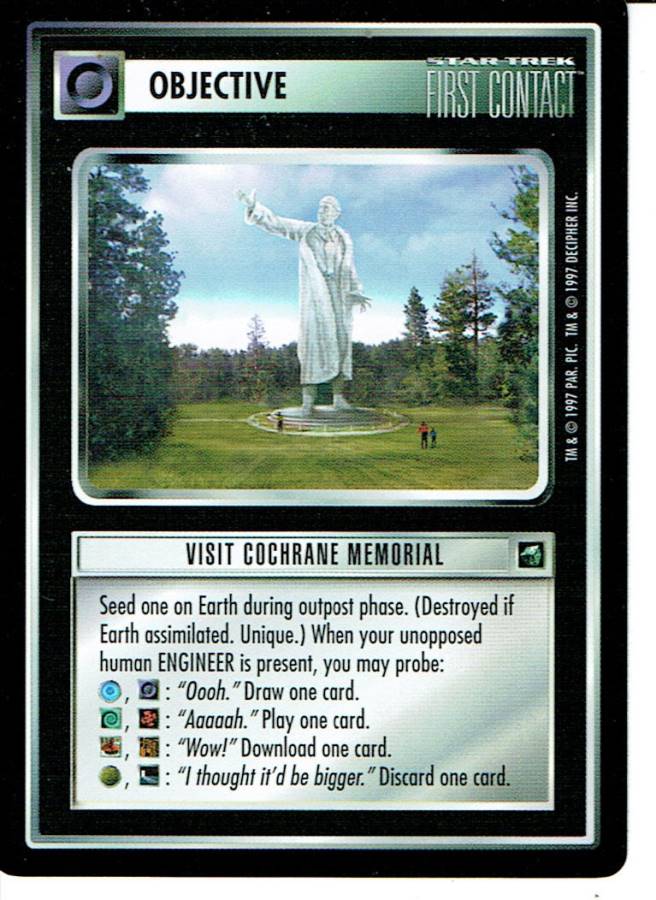 STAR TREK CCG FIRST CONTACT RARE CARD VISIT COCHRANE MEMORIAL ex ...