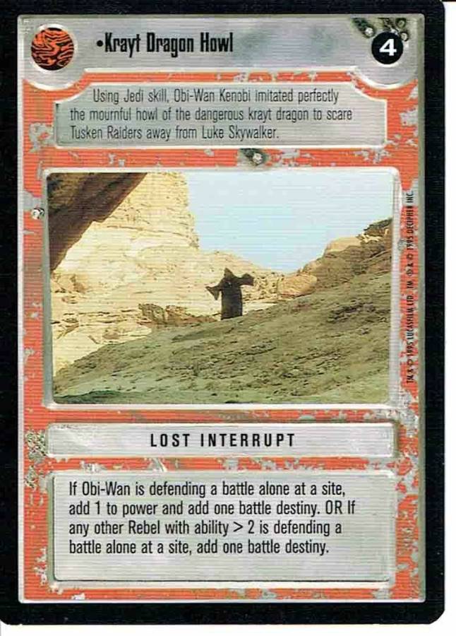 STAR WARS CCG PREMIERE BLACK BORDER RARE KRAYT DRAGON HOWL ex - Phoenix ...