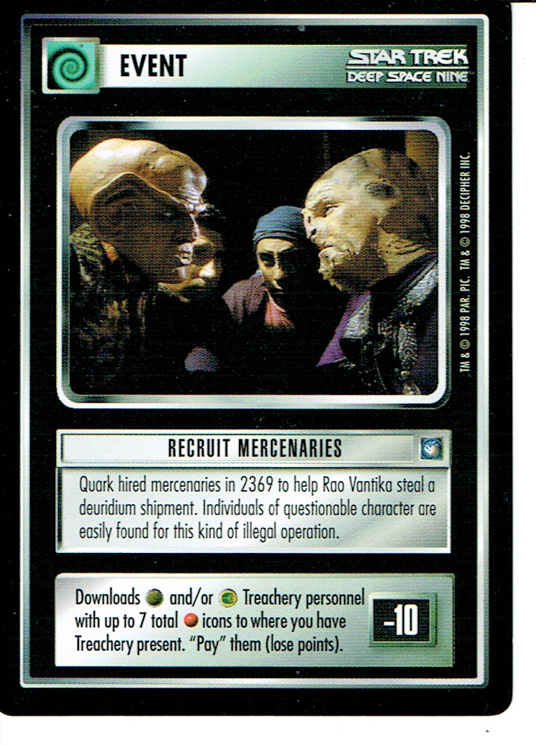 STAR TREK CCG DS9 RARE CARD RECRUIT MERCENARIES lp - Phoenix Cards
