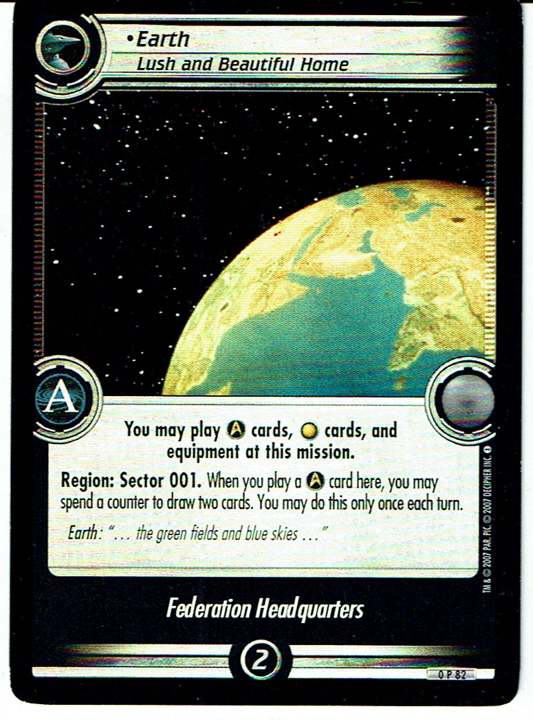 STAR TREK CCG 2E PROMO CARD 0P82 EARTH LUSH AND BEAUTIFUL HOME Lp STAR TREK CCG 2E PROMO CARD 0P82 EARTH LUSH AND BEAUTIFUL HOME Lp