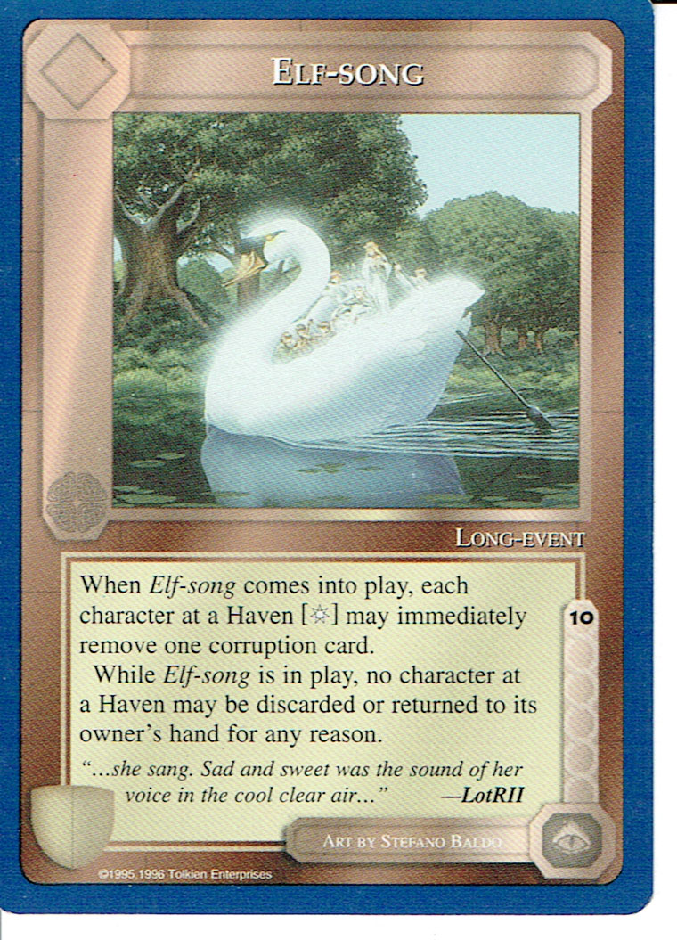 MIDDLE EARTH BLUE BORDER PREMIER RARE CARD ELF-SONG - Phoenix Cards