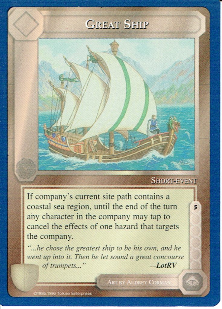 MIDDLE EARTH BLUE BORDER PREMIER RARE CARD GREAT SHIP ex - Phoenix Cards