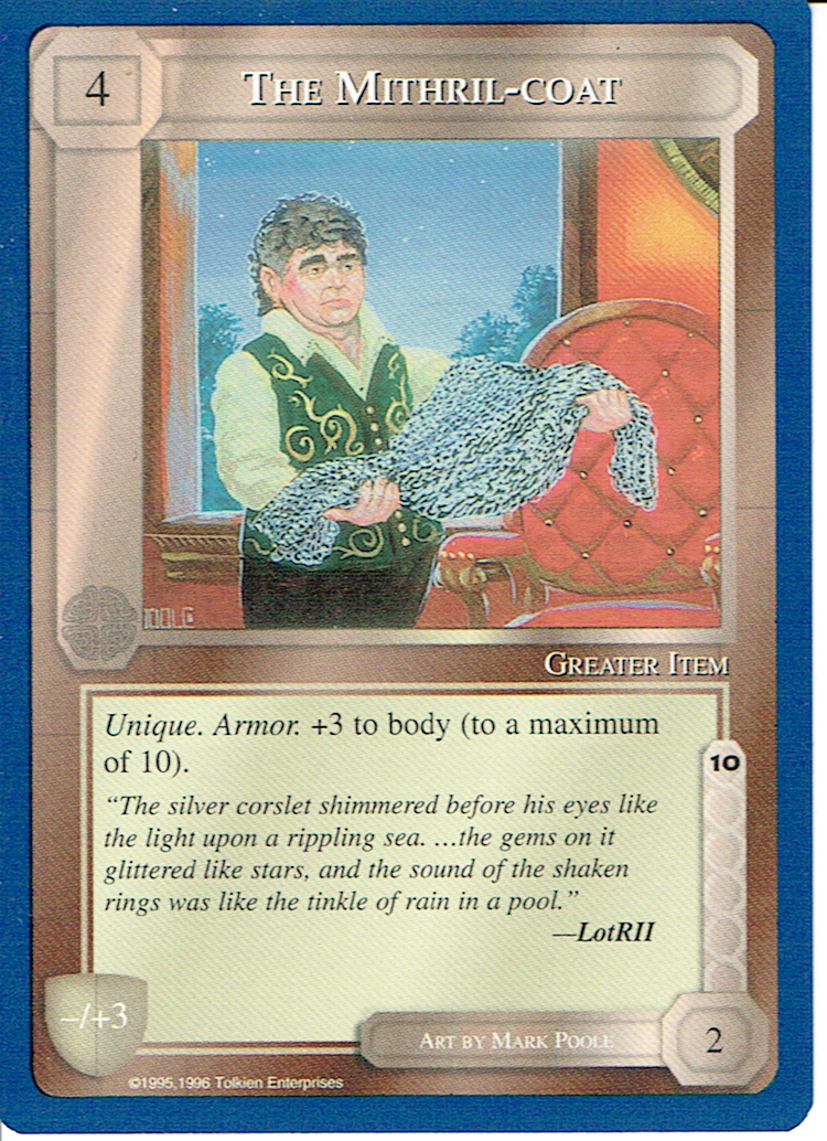 MIDDLE EARTH BLUE BORDER PREMIER RARE CARD THE MITHRIL-COAT - Phoenix Cards