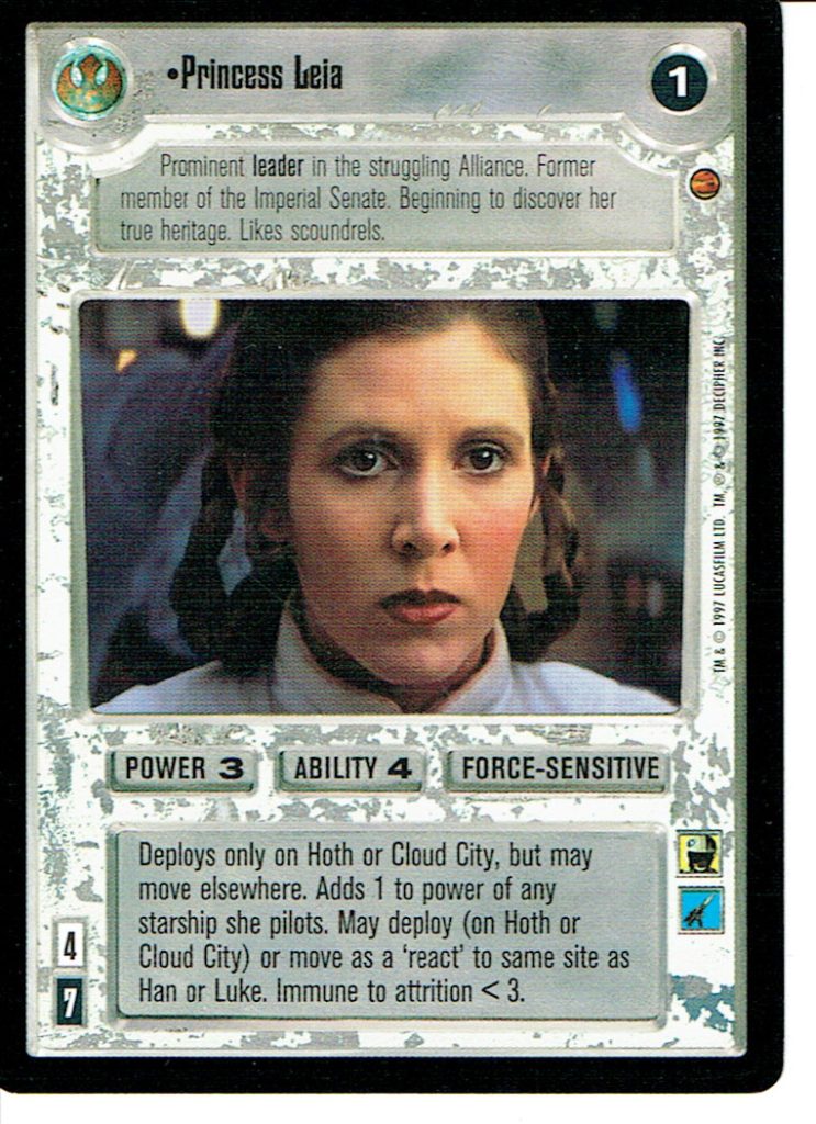 STAR WARS CCG CLOUD CITY BLACK BORDER LIGHT SIDE RARE PRINCESS LEIA ex ...
