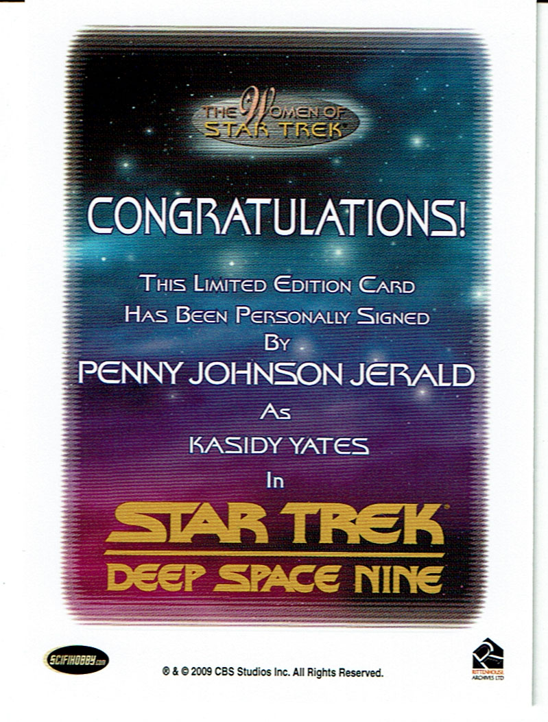 WOMEN OF STAR TREK AUTOGRAPH CARD OF PENNY JOHNSON JERALD AS KASIDY ...