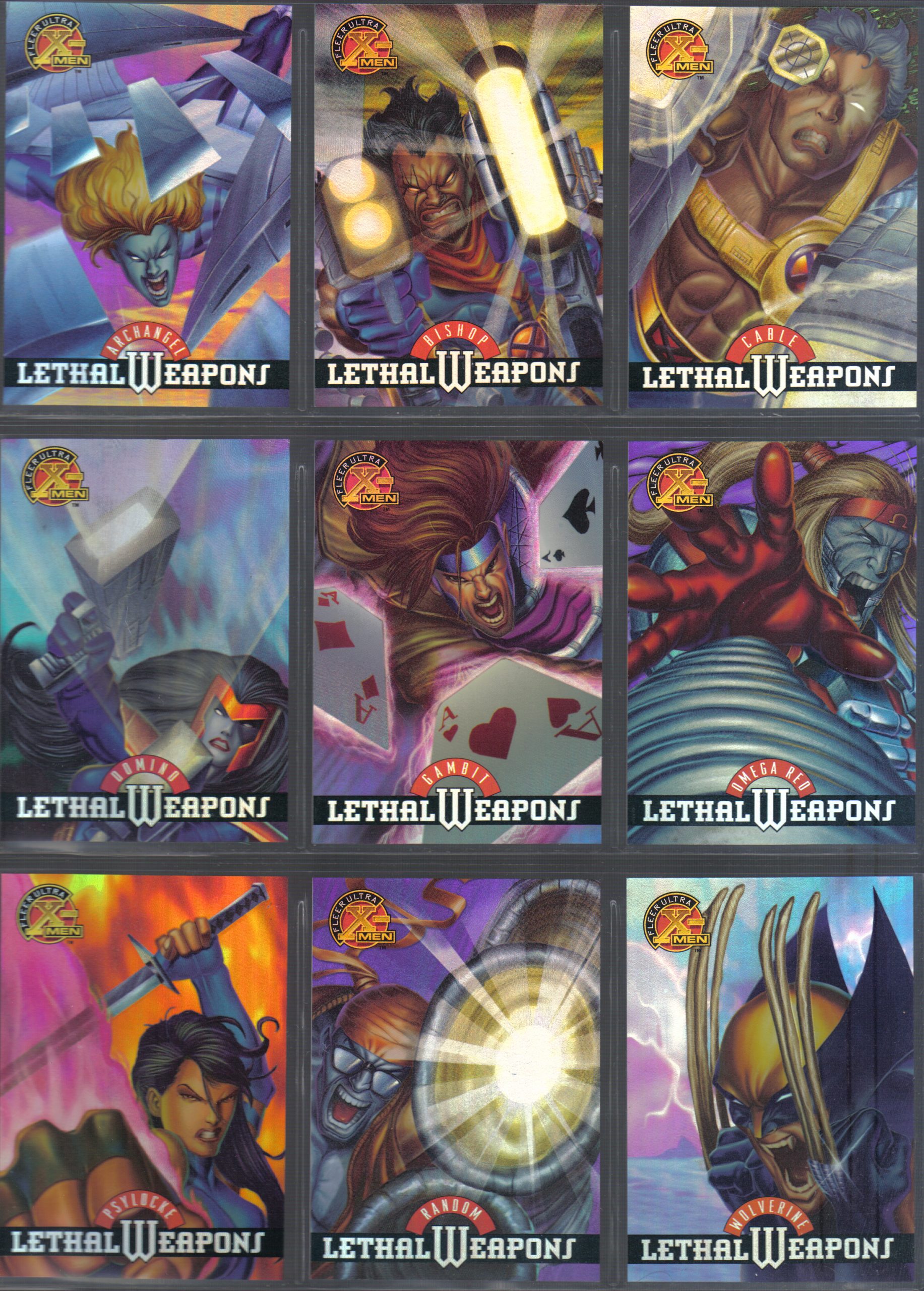X MEN FLEER ULTRA 96 CHROMIUM LETHAL WEAPONS COMPLETE SET OF 9 ...