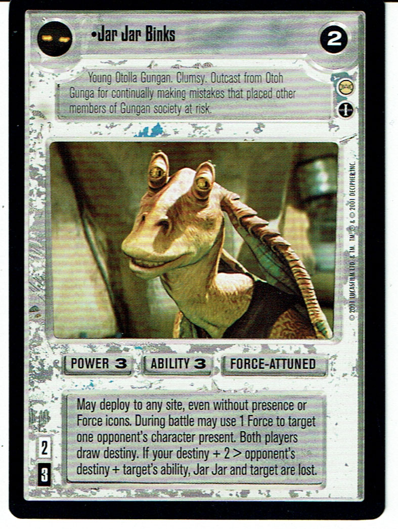 STAR WARS CCG TATOOINE RARE CARD JAR JAR BINKS ex - Phoenix Cards