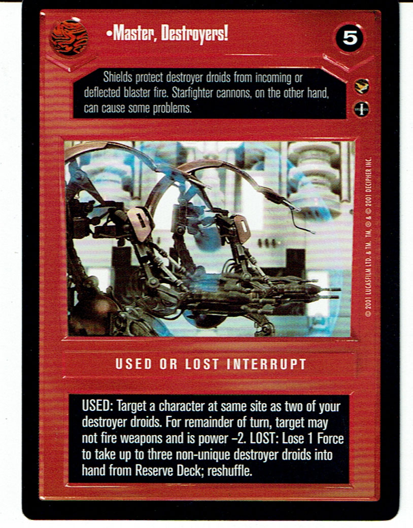STAR WARS CCG THEED PALACE RARE MASTER, DESTROYERS ex - Phoenix Cards
