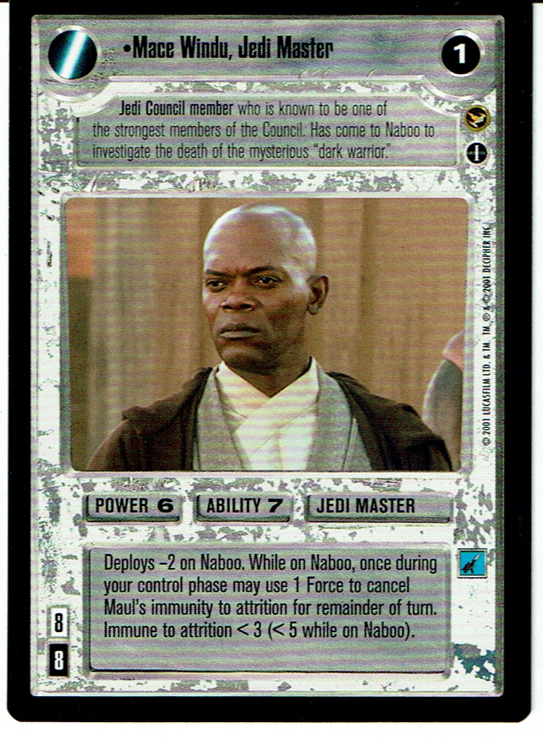 STAR WARS CCG THEED PALACE RARE MACE WINDU, JEDI MASTER AI ex - Phoenix ...