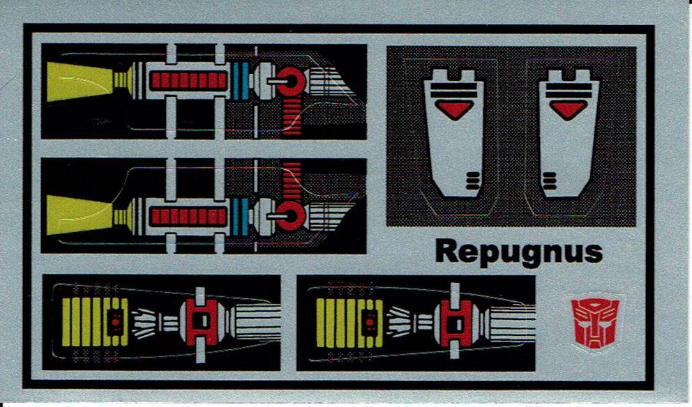 TRANSFORMERS GENERATION 1, G1 AUTOBOT REPUGNUS REPRO LABELS - Phoenix Cards