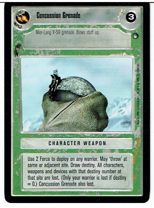 STAR WARS CCG HOTH BLACK BORDER LIGHT SIDE CONCUSSION GRENADE ex ...