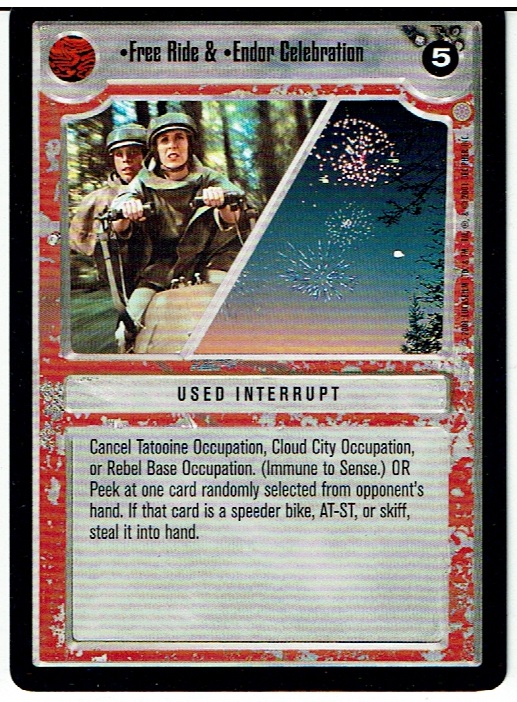 STAR WARS CCG CORUSCANT, LIGHT SIDE RARE CARD FREE RIDE & ENDOR ...