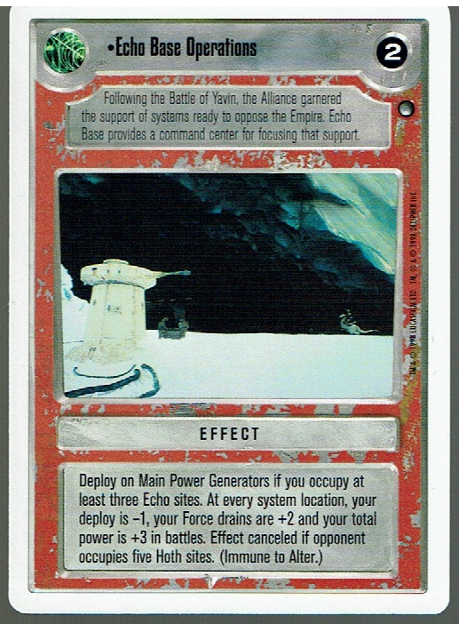 STAR WARS CCG HOTH WHITE BORDER LIGHT SIDE RARE ECHO BASE OPERATIONS ex ...