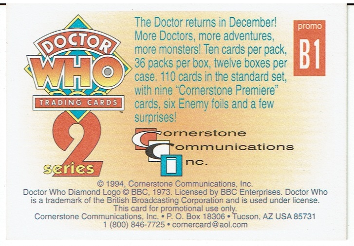 DOCTOR WHO CORNERSTONE SERIES 2 PROMO CARD B1 - Phoenix Cards