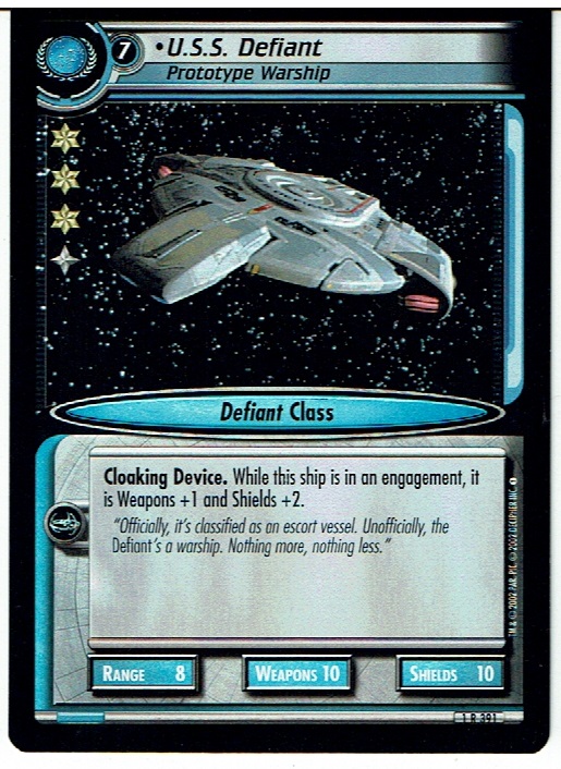 STAR TREK CCG 2E PREMIERE RARE CARD U.S.S. DEFIANT 1R391 ex - Phoenix Cards
