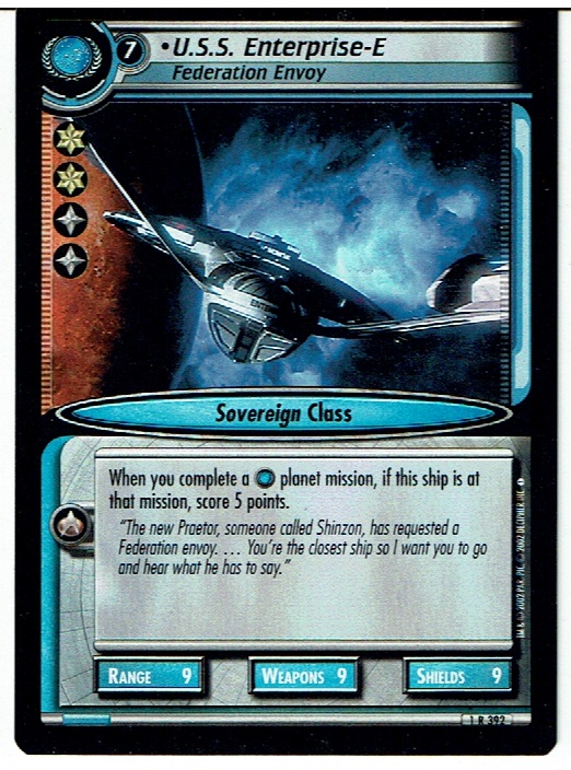 STAR TREK CCG 2E PREMIERE RARE CARD U.S.S. ENTERPRISE-E 1R392 ex ...