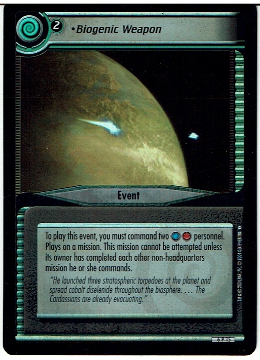 STAR TREK CCG 2E REFLECTIONS 2.0 FOIL CARD BIOGENIC WEAPON 6P15 ex ...