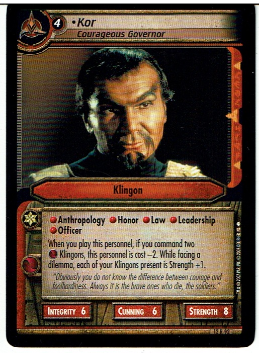 STAR TREK CCG 2E THESE ARE THE VOYAGES RARE CARD KOR 12R92 ex - Phoenix ...