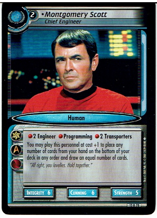 STAR TREK CCG 2E THESE ARE THE VOYAGES RARE CARD MONTGOMERY SCOTT 12R78 ...