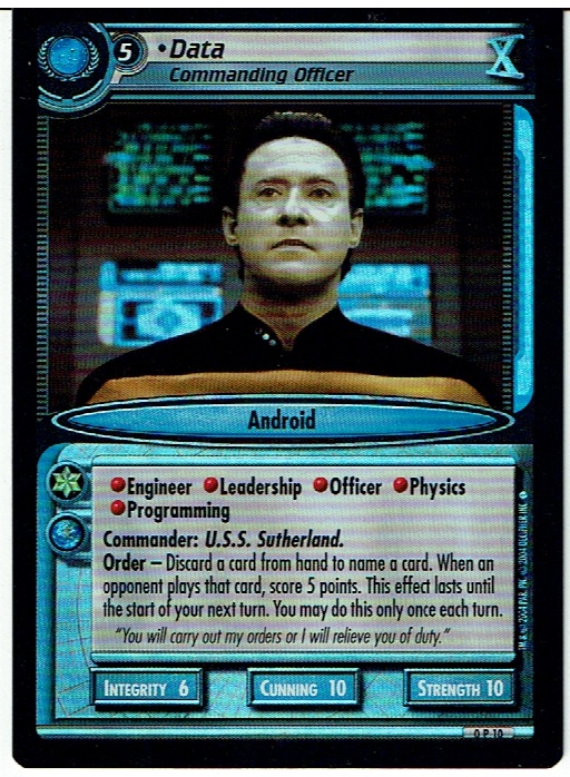 STAR TREK CCG 2E 10TH ANNIVERSARY CARD 0P10 DATA ex - Phoenix Cards