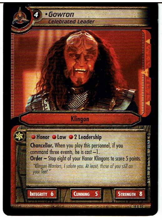STAR TREK CCG 2E WHAT YOU LEAVE BEHIND RARE CARD GOWRON 14R92 ex ...