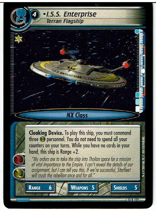 STAR TREK CCG 2E IN A MIRROR DARKLY RARE CARD I.S.S. ENTERPRISE 13R122 ...