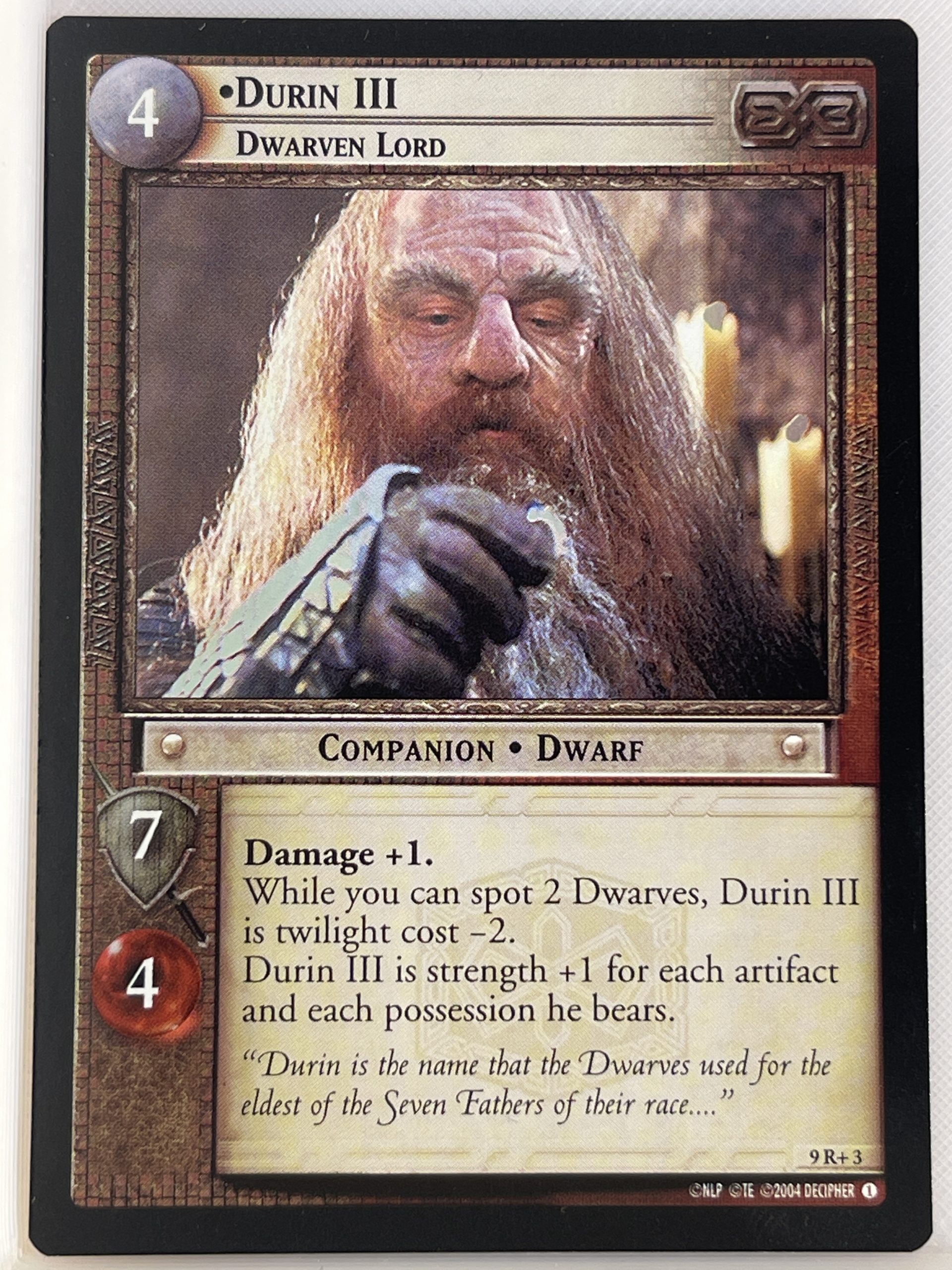 LORD OF THE RINGS TCG REFLECTIONS FOIL 9R+3 DURIN III DWARVEN LORD ex ...