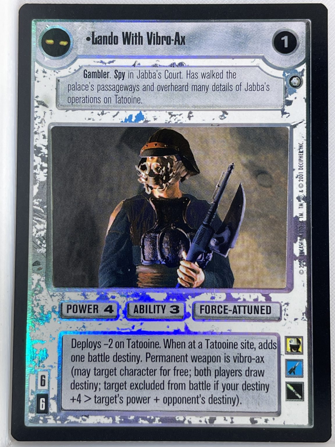 STAR WARS CCG REFLECTIONS III SRF LIGHT SIDE FOIL LANDO WITH VIBRO-AX ...