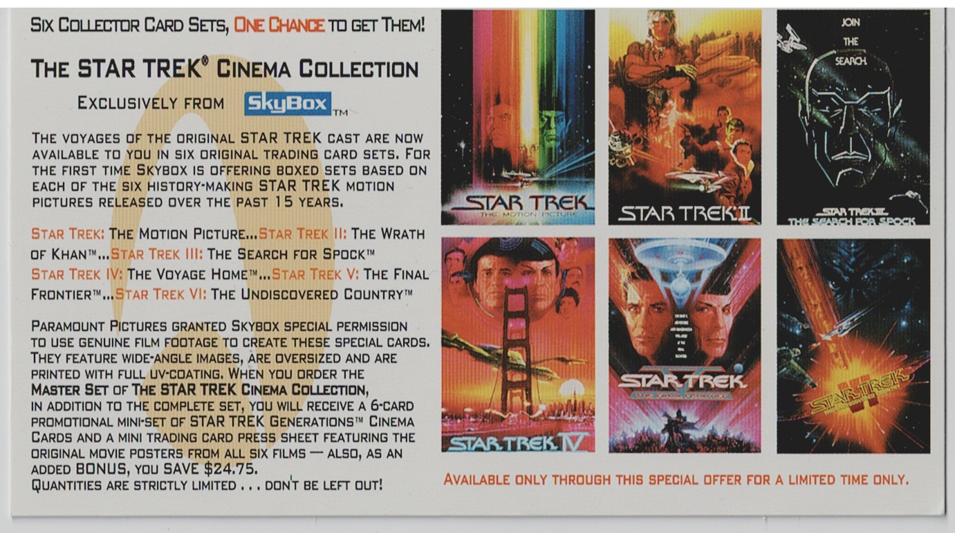 STAR TREK GENERATIONS PROMO CINEMA COLLECTION - Phoenix Cards