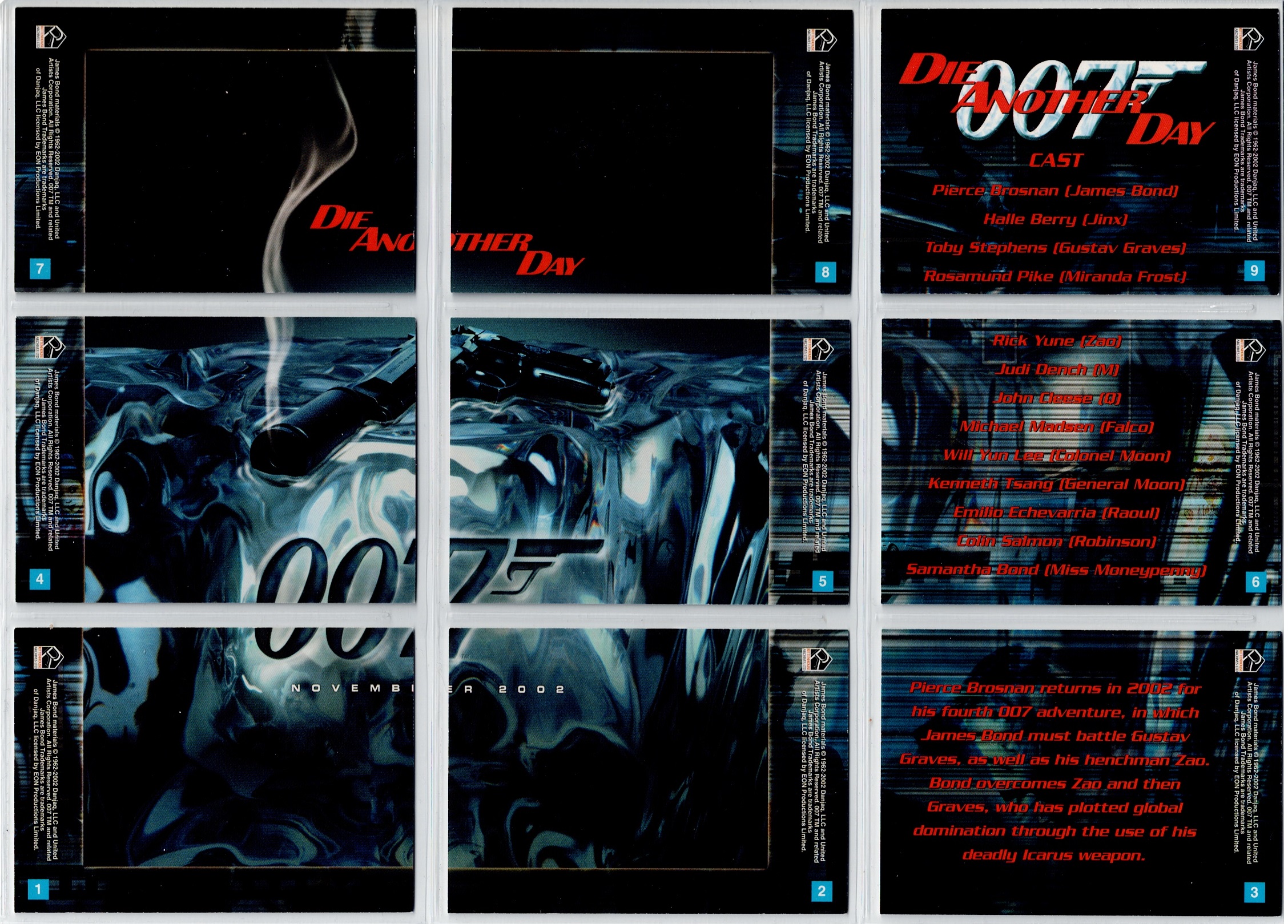 JAMES BOND DIE ANOTHER DAY MONTAGE SET OF 9 - Phoenix Cards
