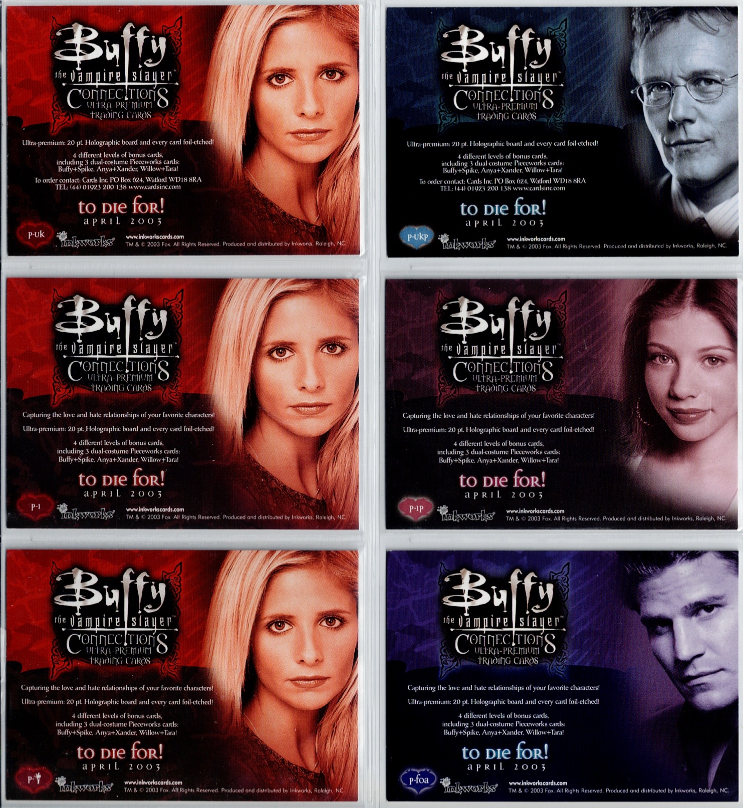 BUFFY THE VAMPIRE SLAYER CONNECTIONS SET OF 6 PROMO CARDS - Phoenix Cards