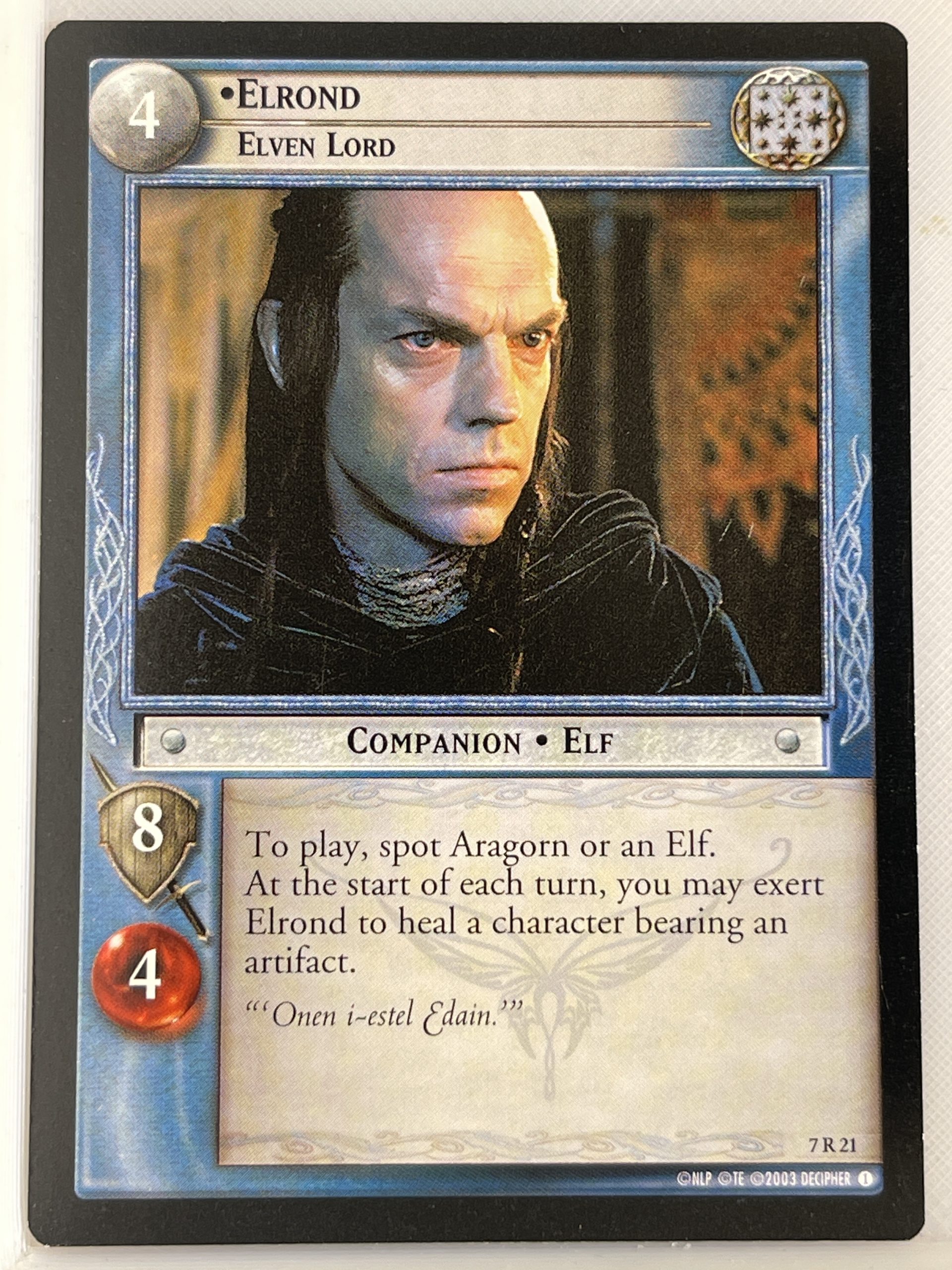 LORD OF THE RINGS TCG RETURN OF THE KING RARE CARD 7R21 ELROND lp ...