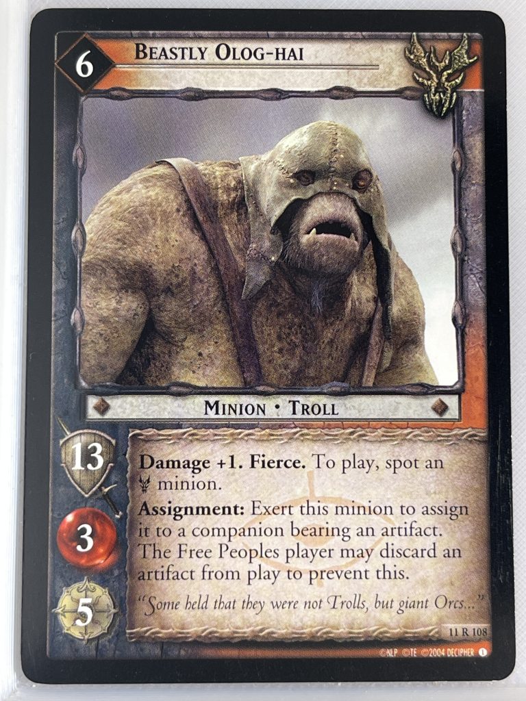 LORD OF THE RINGS TCG THE SHADOWS RARE CARD 11R108 BEASTLY OLOG-HAI lp ...