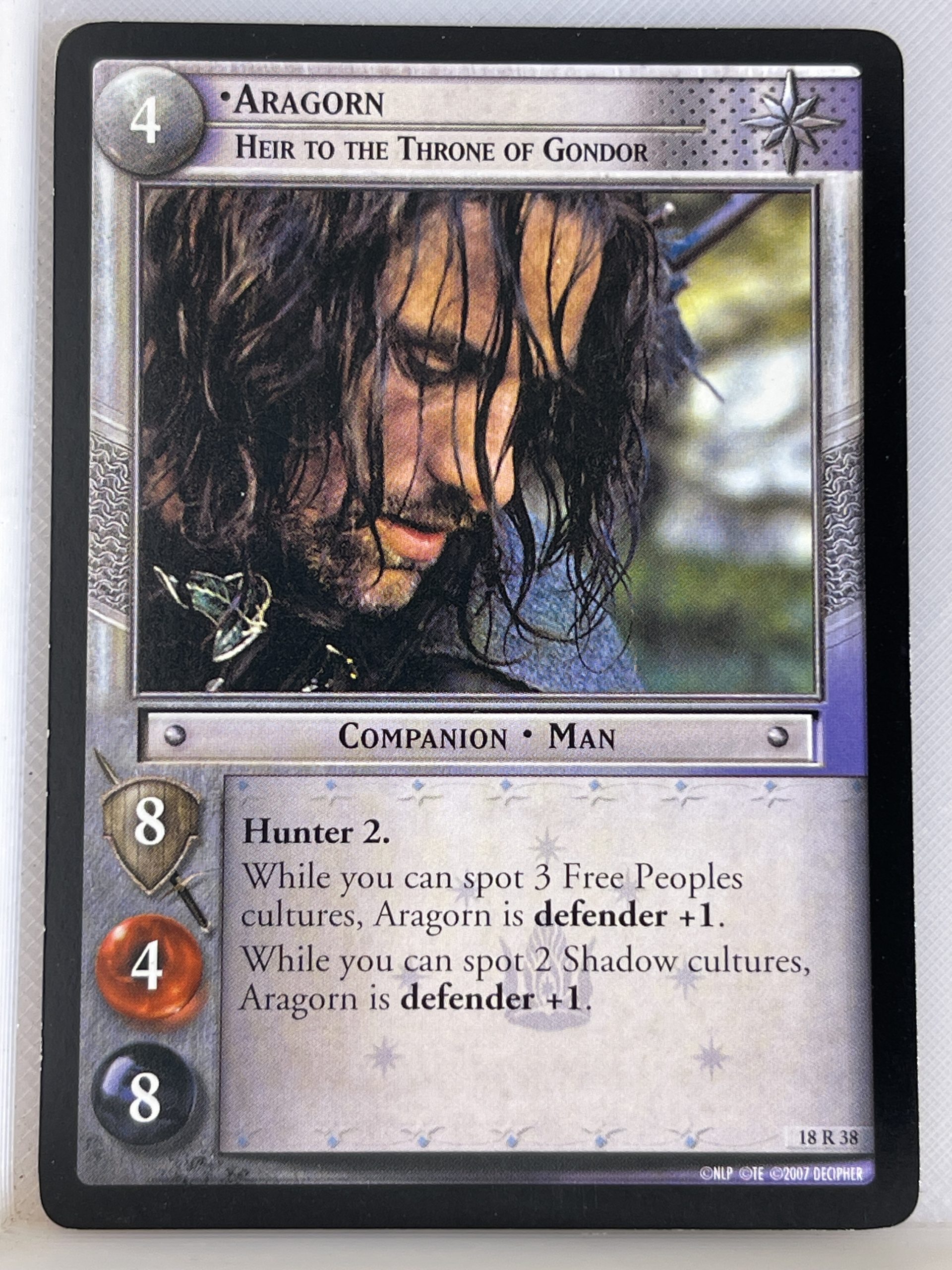 LORD OF THE RINGS TCG TREACHERY & DECEIT RARE CARD 18R38 ARAGORN ex ...